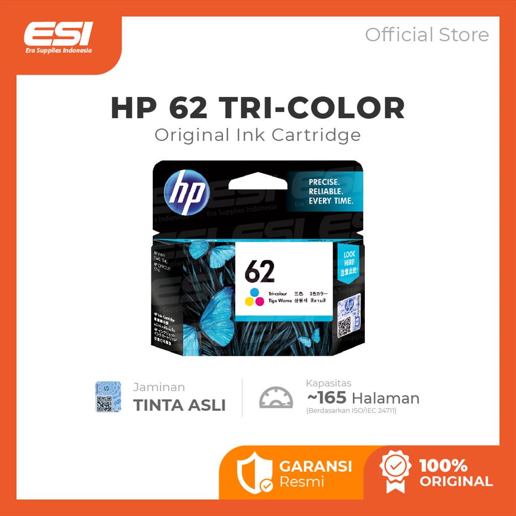 Jual HP 62 Tri-color Original Ink Cartridge (C2P06AA) | Shopee Indonesia