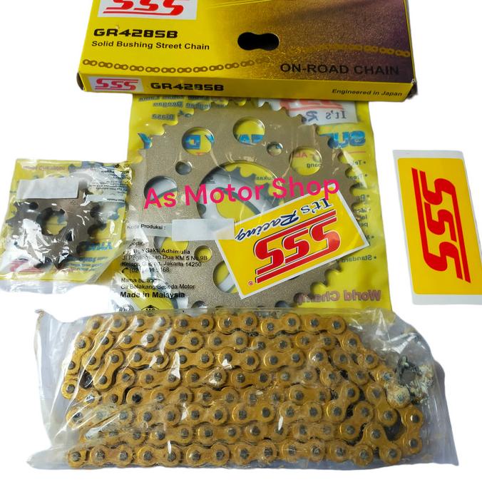 Jual gear set sss 428 rantai gold sss original cb150r cbr150r tiger megapro | Shopee Indonesia