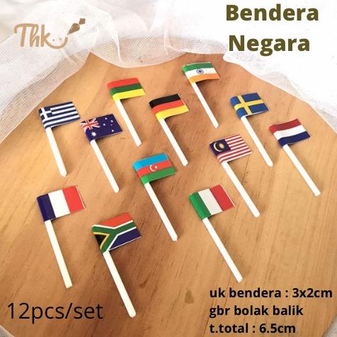 Jual Tusukan Kue Hiasan Kue Cake Topper Bendera Indonesia Negara ...
