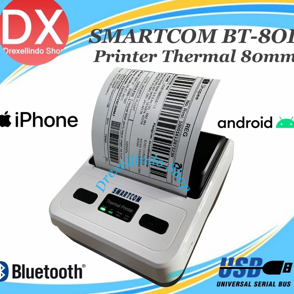 Jual Harga Termuraah!.. Smartcom Printer Thermal 80mm Bluetooth USB Printer Label Resi Alamat ...