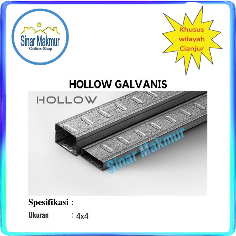 Jual Besi Holo Hollow Plafon Gipsum Gypsum Galvanis 4x4 CM | Shopee Indonesia