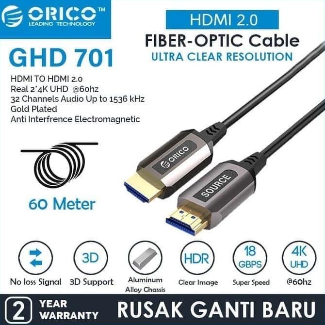 Jual Orico GHD701-600 Kabel HDMI 60M USB 2.0 Fiber Optic 4K 60 Meter ...