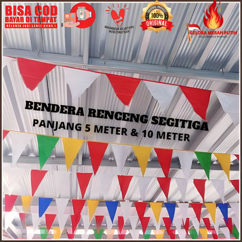 Jual Bendera Renteng Segitiga Merah putih Hiasan Agustusan Dekorasi ...