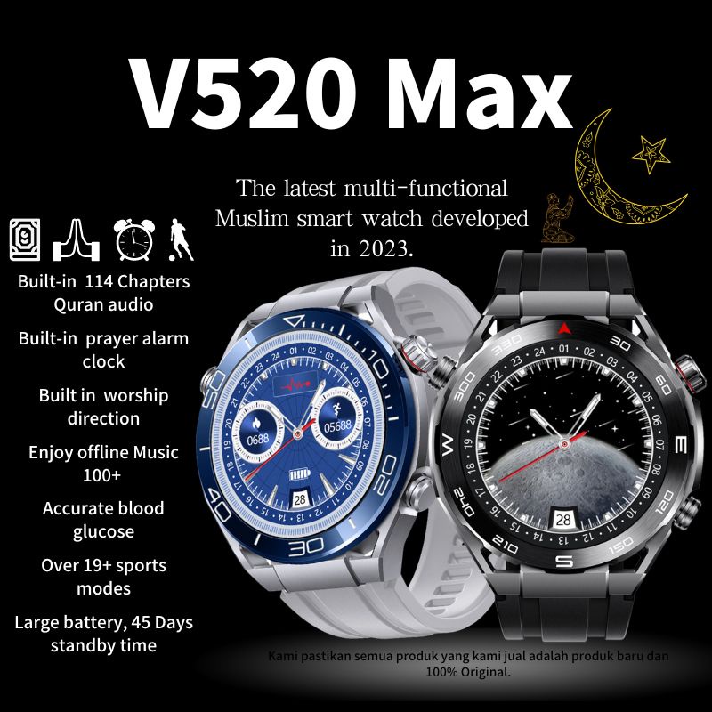 Jual GT6 MAX Smart Watch Karakteristik Muslim Jam Tangan Pintar GPS+NFC ...