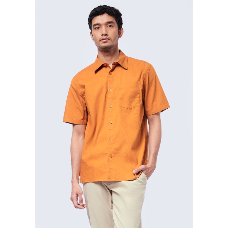 Jual Executive Regular Fit Short Sleeve Shirt Orange | Shopee Indonesia