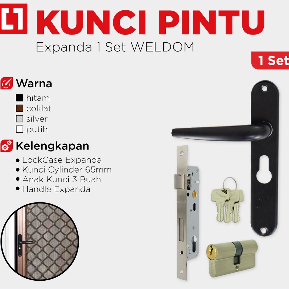 Jual REKOMENDASI!. Handle Kunci Pintu Expanda Aluminium Kawat Nyamuk 1 ...