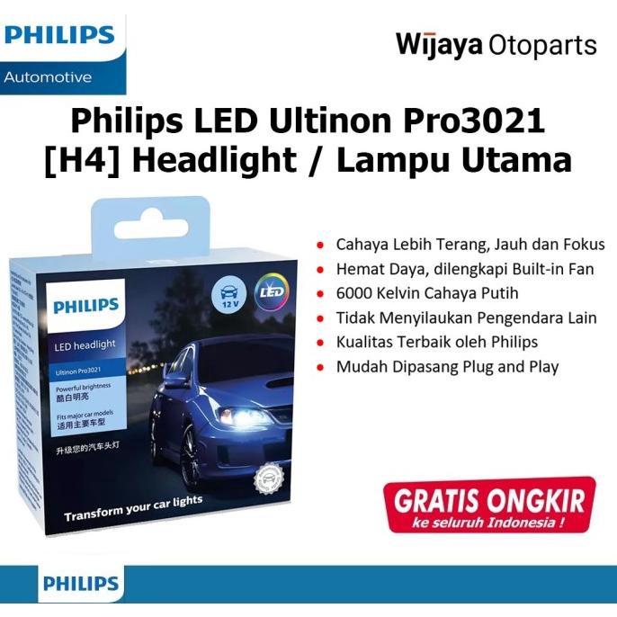 Jual Bohlam Lampu Mobil Philips Ultinon Pro3021 H4 LED Cahaya Putih ...