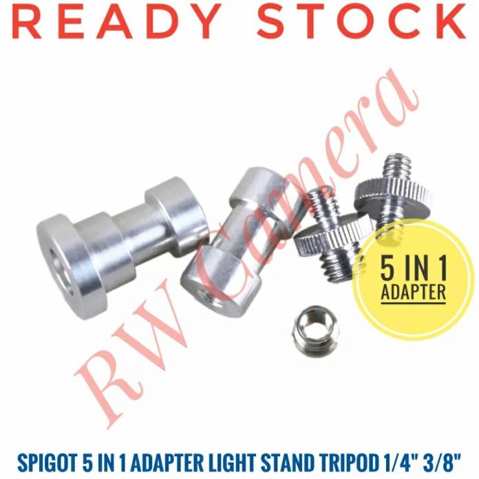 Jual Spigot 5In1 Adapter Light Stand Flash 1/4" 3/8" Baut Converter ...