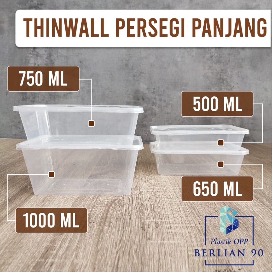 Jual Thinwall Rectangle 500ml Persegi Panjang Kotak Makan Plastik