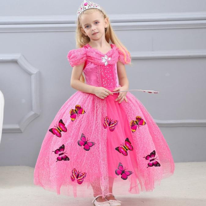 Jual Dress Baju Kostum Gaun Princess Putri Cinderella Pink Tangan ...