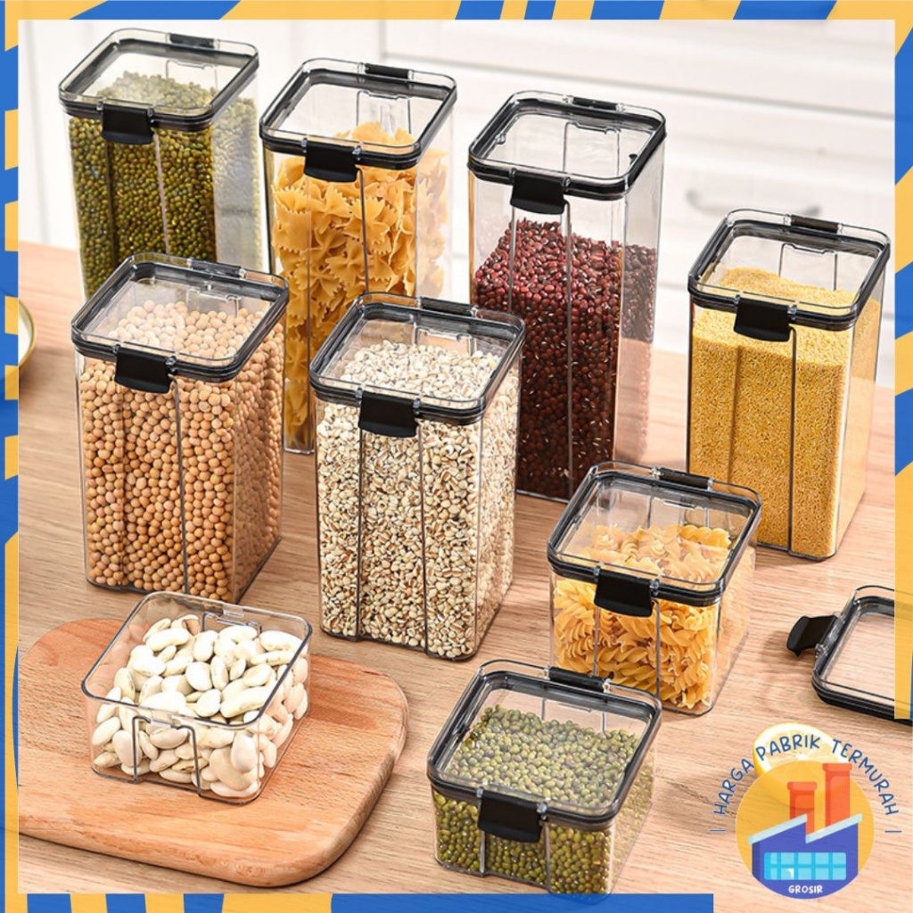 Jual HPT Toples Penyimpanan Cereal Kotak Bening Kedap Udara 1800ML ...