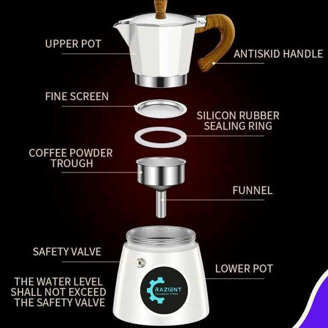 Jual Moka Pot Filter Espresso Coffee Maker 150Ml Electric Stove Ready ...