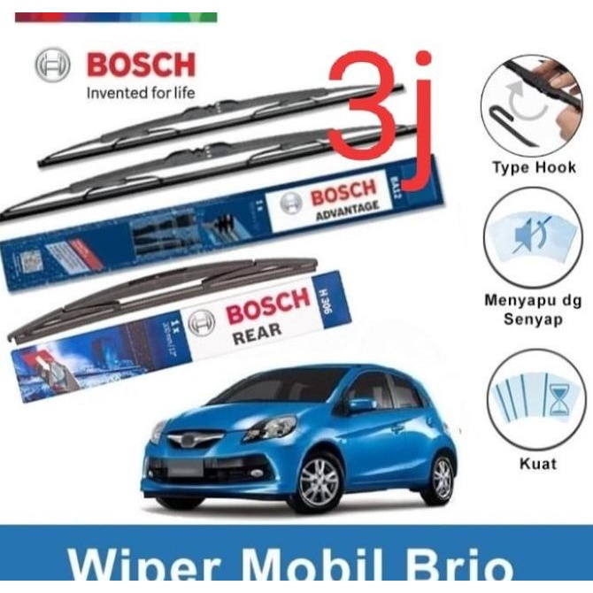 Jual Paket Wifer Bosch Original Honda Brio Satya Depan Belakang Wiper Karet | Shopee Indonesia