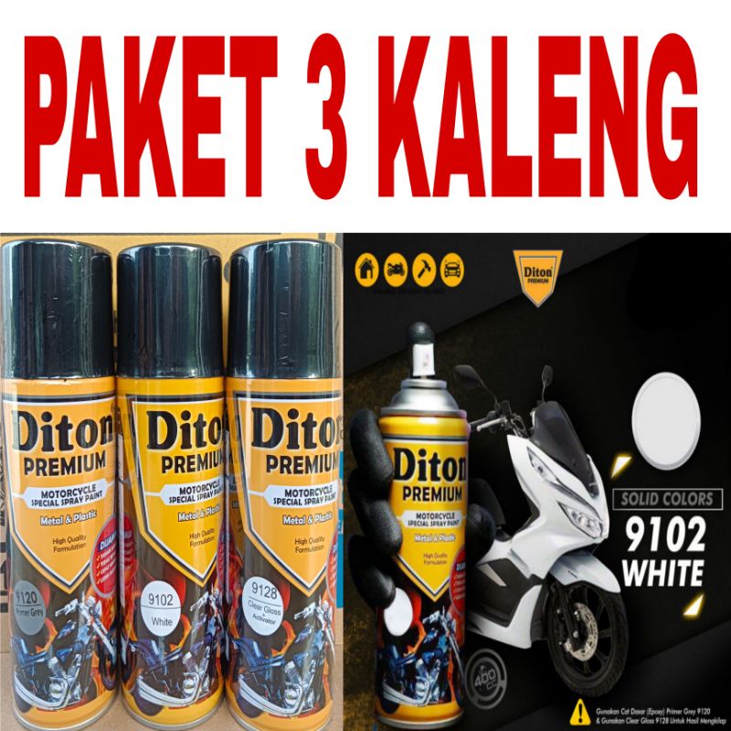 Jual PAKET 3 KALENG cat semprot pylox pilok diton premium WHITE 9102 ...