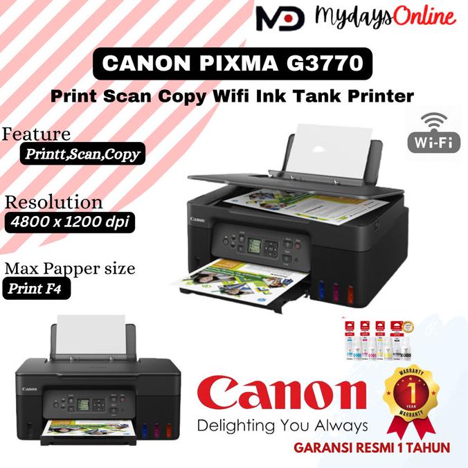 Jual Canon Pixma G3770 Printer All In One Print Scan Copy Wifi - Black ...