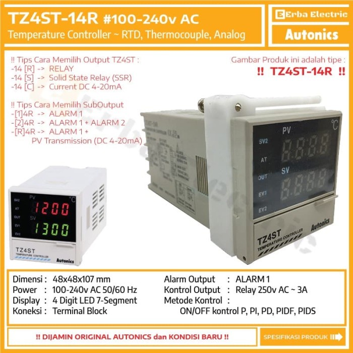 Jual Autonics TZ4ST-14R 100-240v AC Temperature Control 48x48 mm Relay | Shopee Indonesia