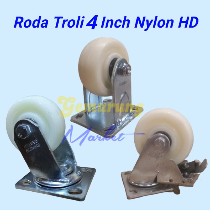 Jual Roda Trolly 4 Inch NYLON TEFLON HEAVY DUTY CASTER | Shopee Indonesia