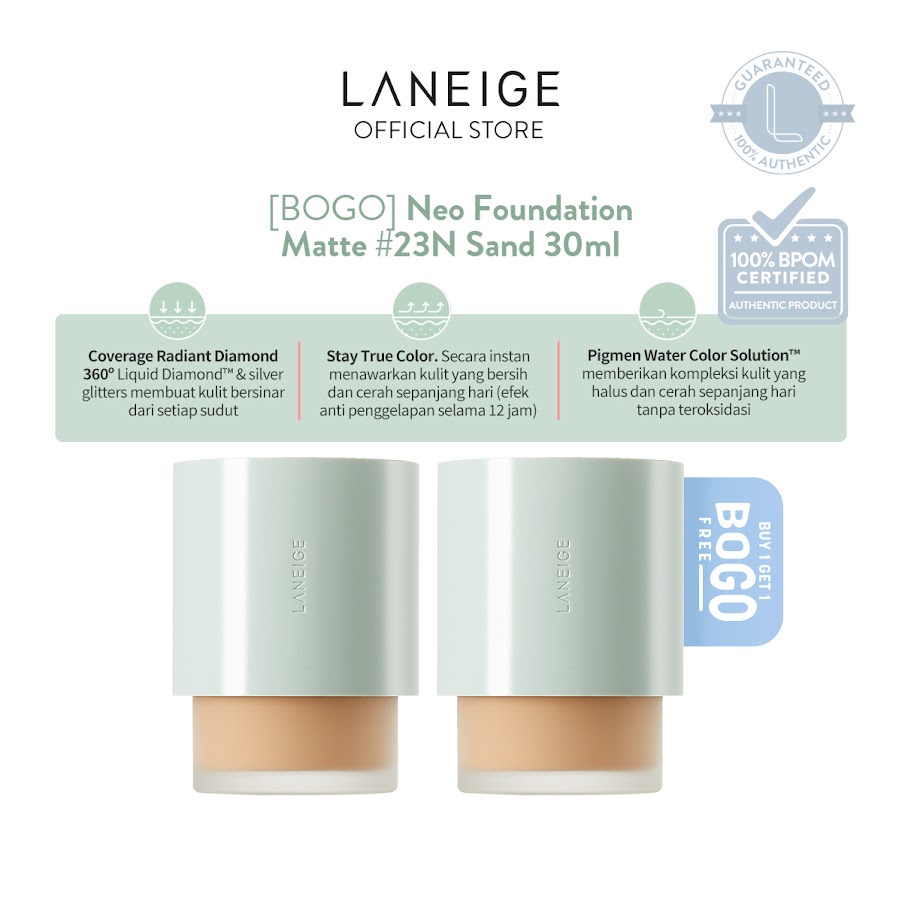 Jual BOGO Laneige Neo Foundation Matte 23N Sand 30ML | Shopee Indonesia