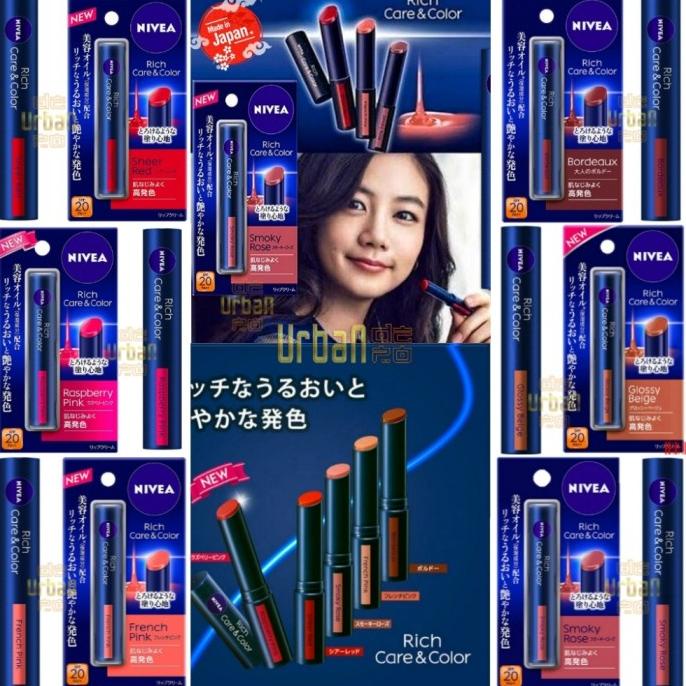 Jual Kao Japan Nivea Rich Care & Color Lip Balm - 2Gr - 5 Colors To ...