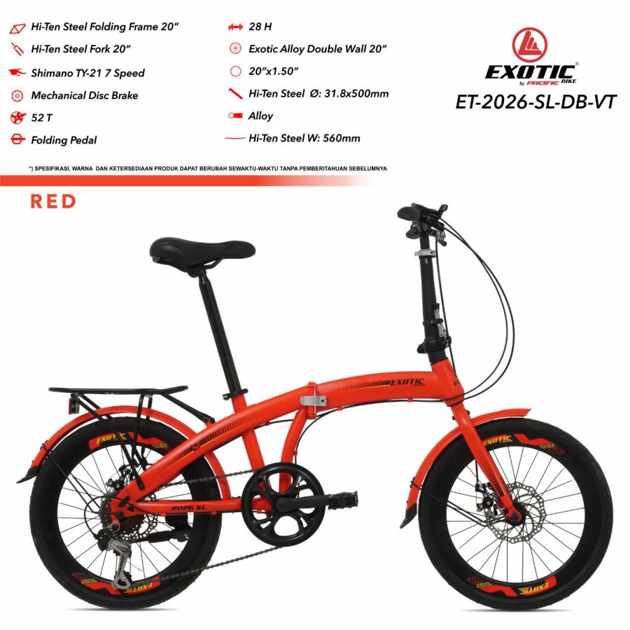 Jual sepeda lipat 20 EXOTIC 2026 SL by PACIFIC Disk Shimano Garansi 5 ...