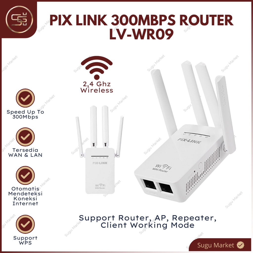 Jual PIX-LINK 300M Wireless Wifi Range Extender Router Repeater AP LV-WR09 | Shopee Indonesia