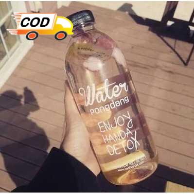Jual Botol Minum Aesthetic 1 Liter Plastik Transparan Korean Detox ...