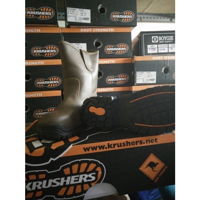 Jual ALAT KESELAMATAN SAFETY SHOES KRUSHER TEXAS BLACK/BROWN ORIGINAL ...