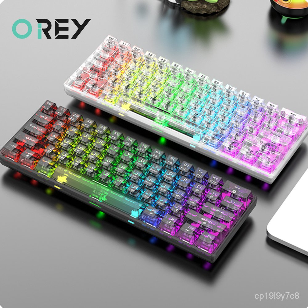 Jual &Mechanical Transparent Keyboard Rechargeable With RGB Backlit 87 ...