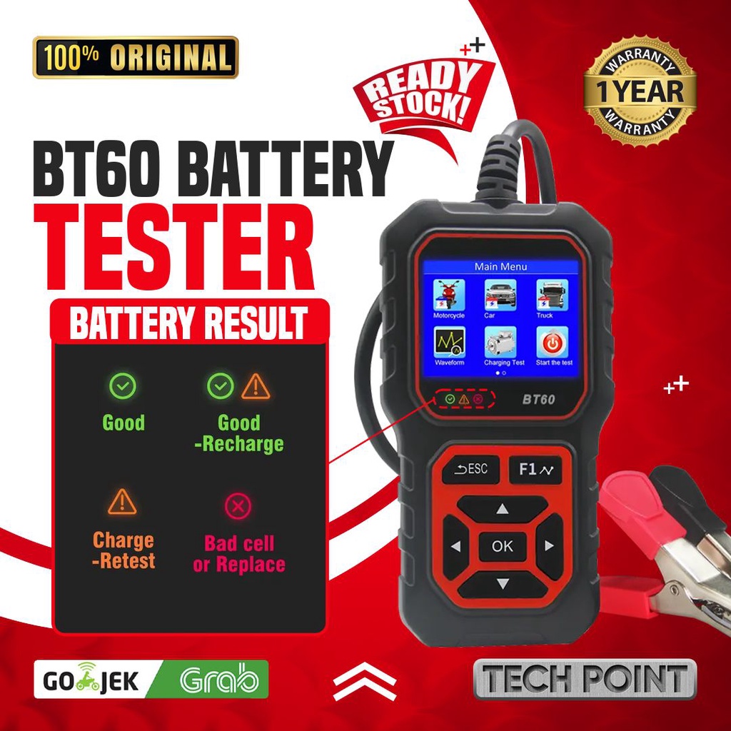 Jual BATTERY TESTER BT60 12V ALAT TES BATERAI AKI ACCU MULTIFUNGSI ...