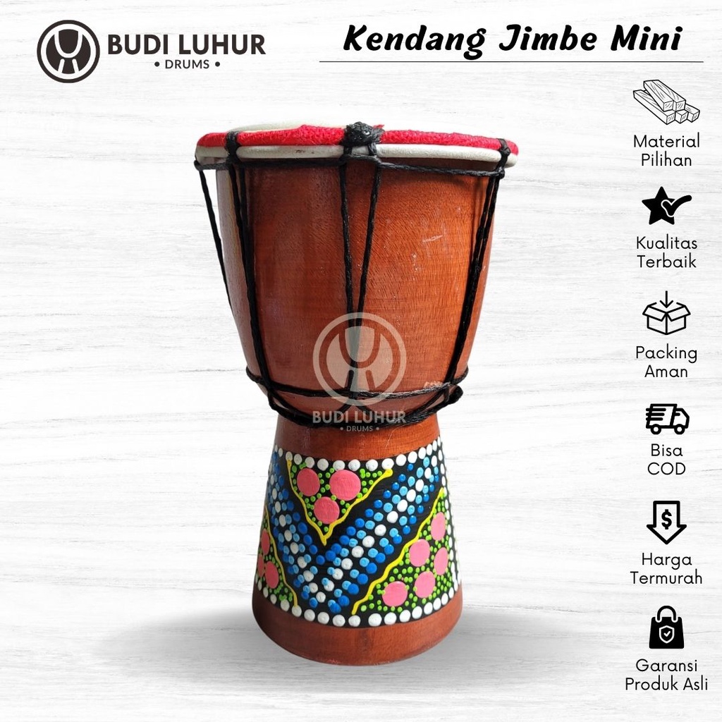 Jual Kendang Jimbe 20cm Coklat Painting Mainan Gendang Anak Kecil ...