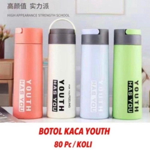 Jual BEST PRODUCT!!! BOTOL MINUM KACA Youth 400ML, Botol Minum Anak ...