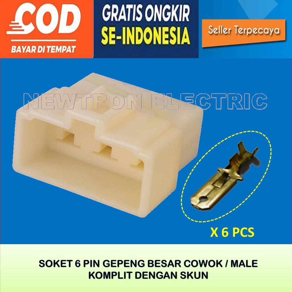 Jual SOKET 6 PIN MALE BESAR - Soket Kabel 6 Pin Besar Cowok Male ...