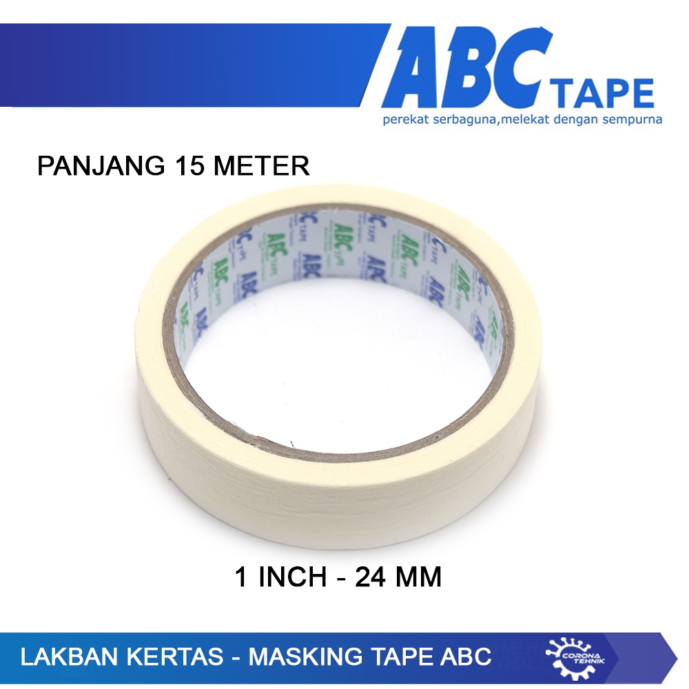 Jual (24 mm) Panjang 15 Meter Lakban Kertas Masking Tape ABC 1 Inch ...