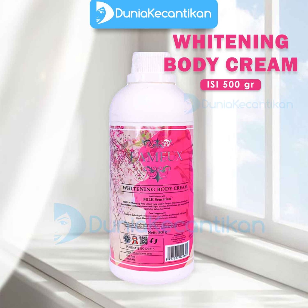 Jual Fameux Bleaching Whitening Body Cream 500 ml Pemutih Badan BPOM ...