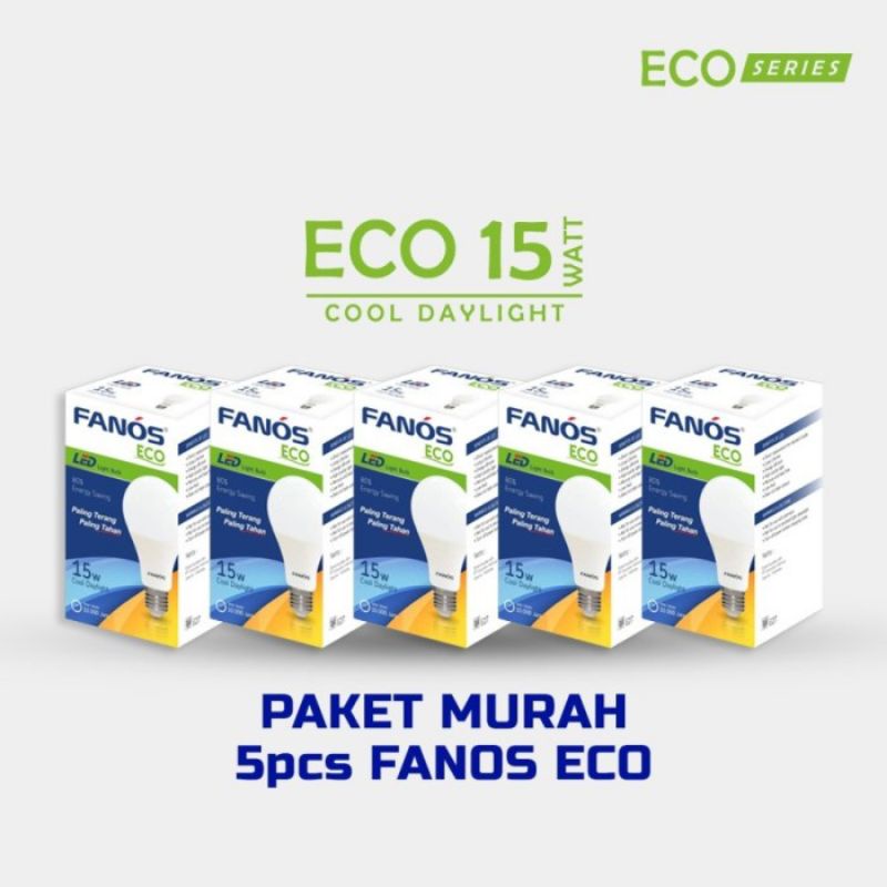 Jual PROMO!!! 5 Pcs Lampu LED FANOS ECO 15 Watt Putih | Shopee Indonesia
