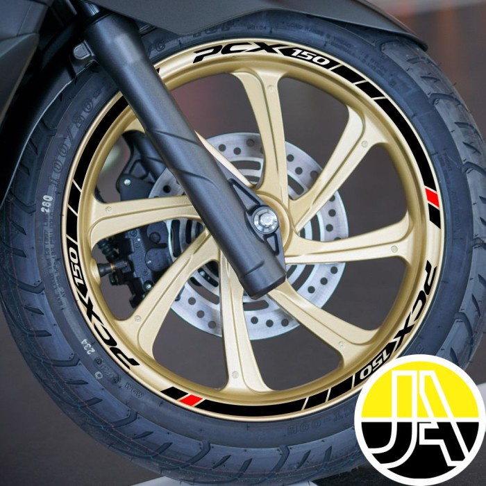 Jual stiker list velg motor wheels sticker Honda PCX 150 Black ring 14 ...