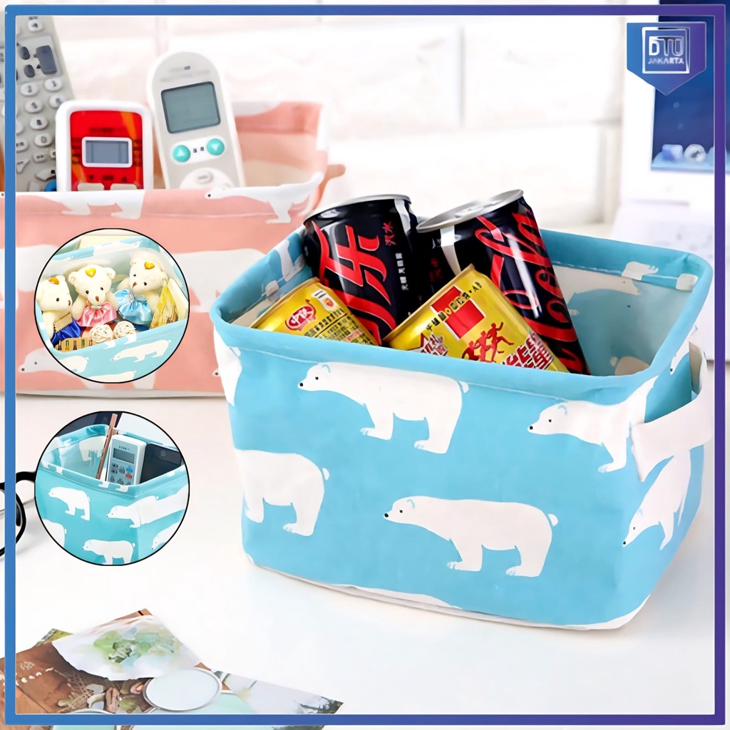Jual [DTU] Keranjang Lipat Kain Mini Pengangan / Storage Box Tempat ...