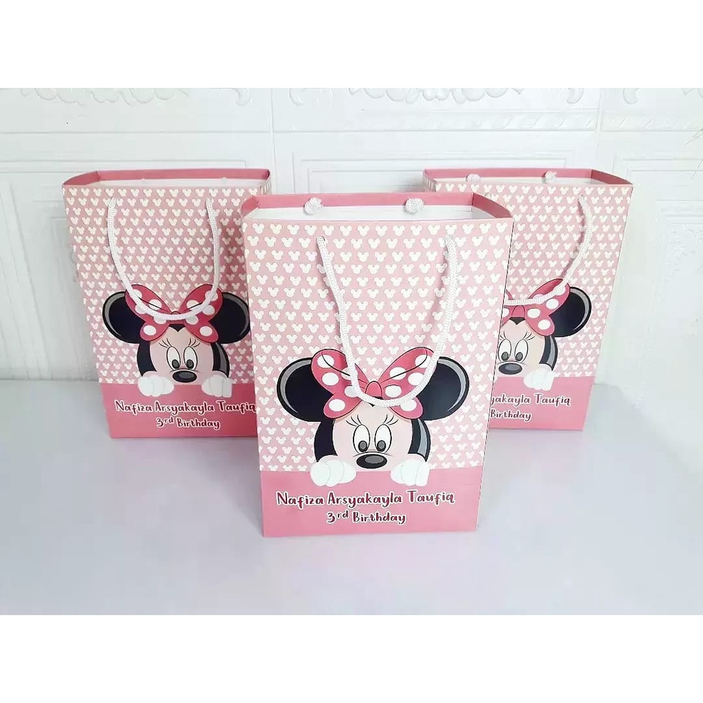 Jual paperbag minnie mouse / goodiebag minnie mouse / paperbag custom ...