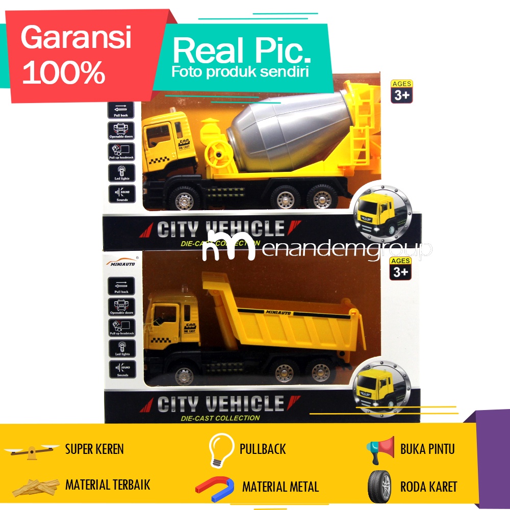 Jual Diecast Miniatur Mainan Mobil Truk Konstruksi Dump Truck Molen ...