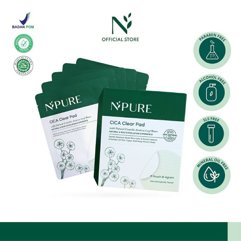 Jual NPURE CICA CLEAR PAD / EXFOLIATING PAD SACHET (1Box Isi 5 Sachet ...