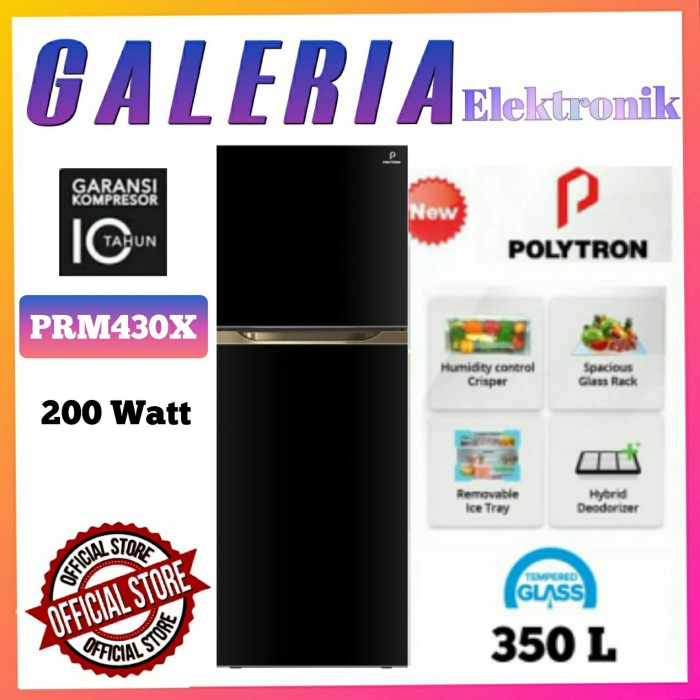 Jual KULKAS 2 PINTU POLYTRON 300L PRM430 PRM 430 LEMARI ES 300 LITER ...