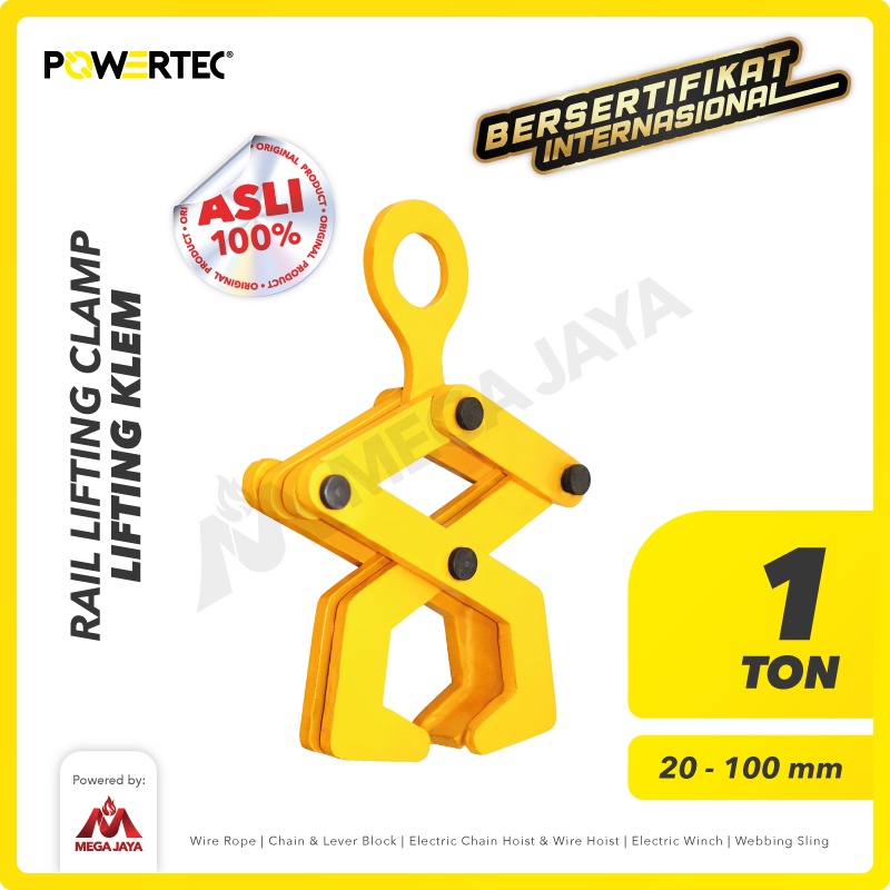 Jual POWERTEC Rail Lifting Clamp / Klem Angkat Rel Kereta Balok 1 Ton ...