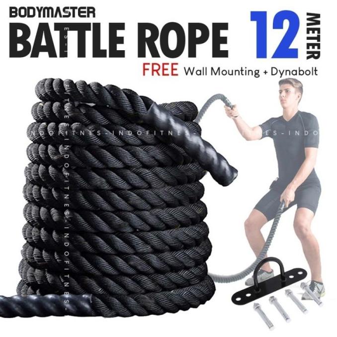 Jual Battle Rope 12 Meter 12M Not Speeds Tali Fitness Ropes Gym Set ...