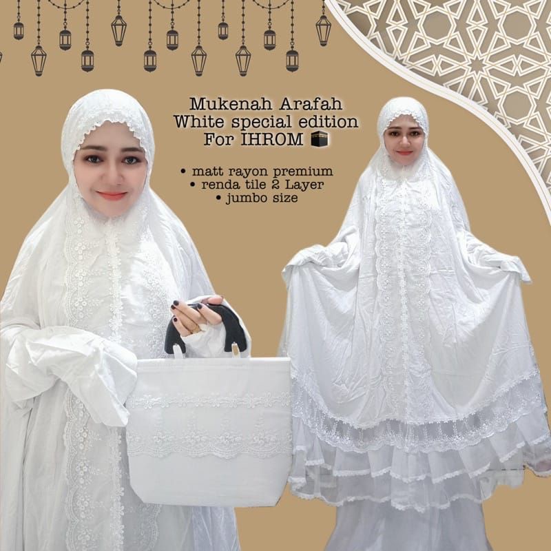 Jual Mukena Arofah for Umroh Ihrom Jombo Rayon Cantik Mewah Terbaru ...