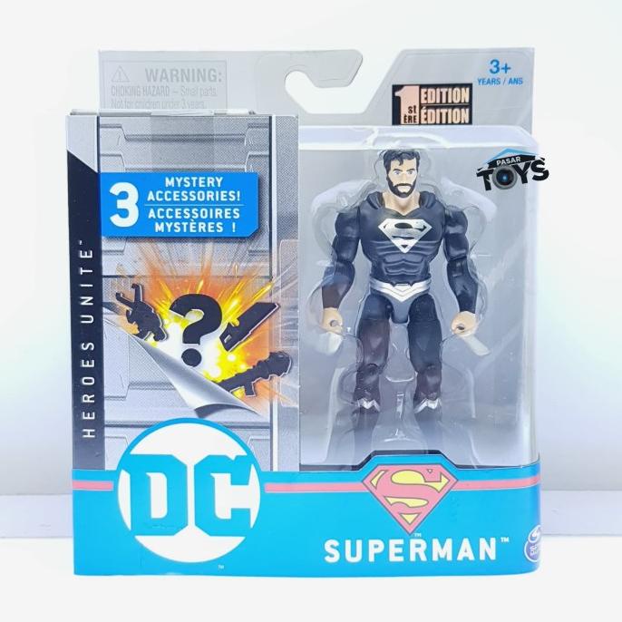 Jual DC Heroes Unite Black Costume Superman 4-inch Action Figure 1st ...