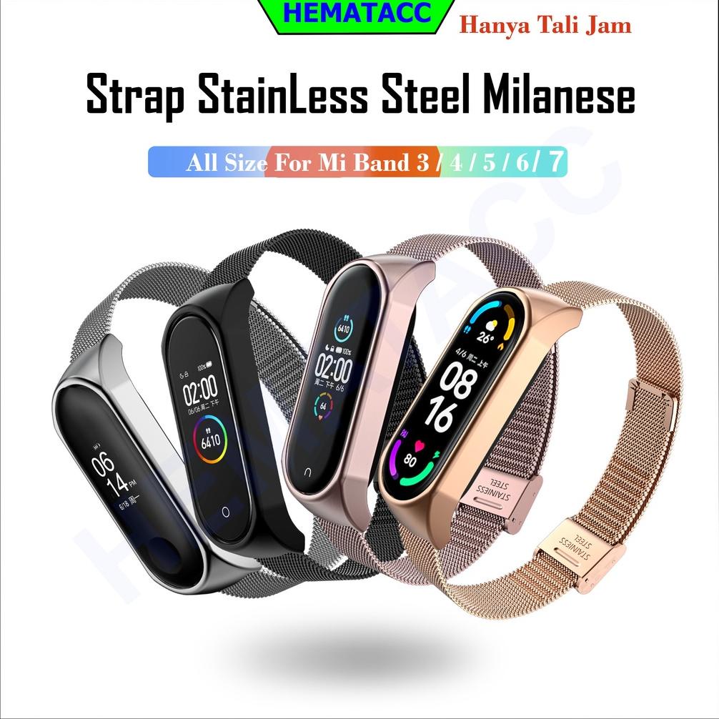 Jual Terjangkau - Strap Mi Band 7 6 5 4 3 Stainless Steel Tali Jam Anti Karat Xiaomi MiBand ...