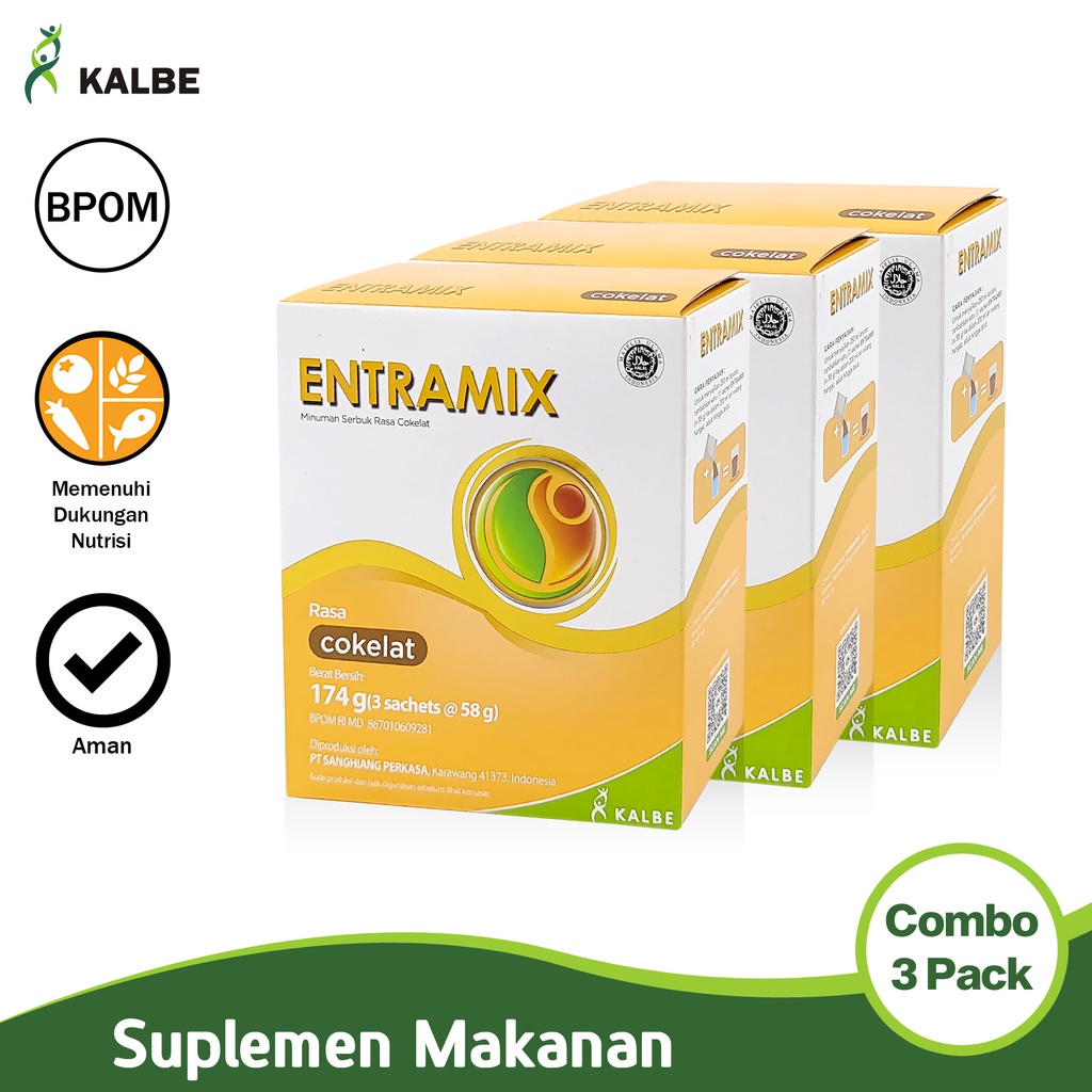 Jual Kalbe Entramix Cokelat Susu Kesehatan Combo 3 Pak Pangan Olahan ...