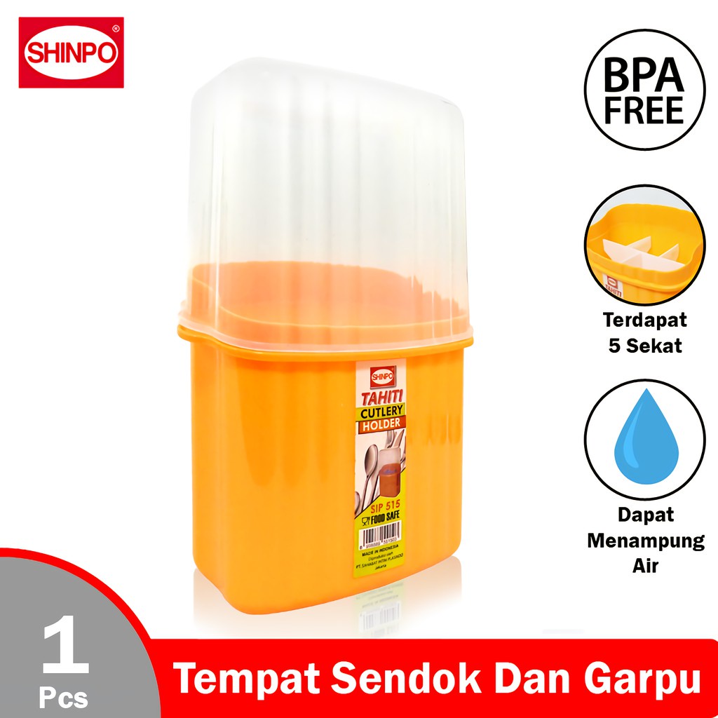 Jual Shinpo Tempat Sendok Plastik Dengan Tutup 5 Sekat Tahiti Cutlery ...