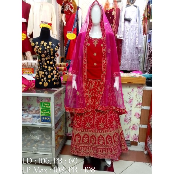 Jual ORIGINAL Lehenga Bludru Baldu Baju Pengantin Pernikahan India ...