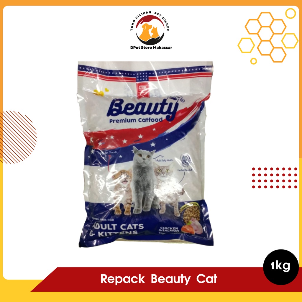 Jual Makanan Kucing kering Repack Beauty Cat food All Stage 1kg dry ...